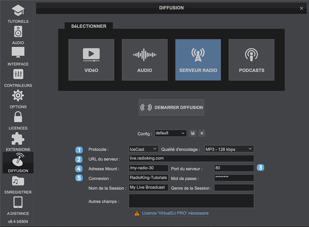 Diffuser avec VirtualDJ – Centre d'aide RadioKing